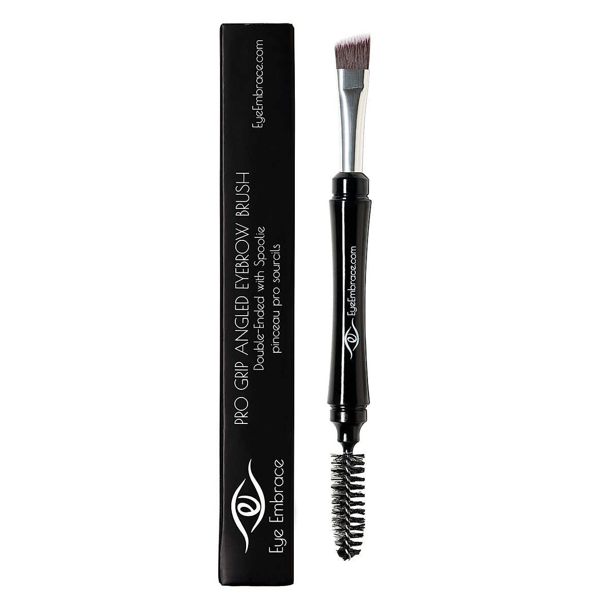 Eye Embrace Cool Helen: Light Gray Eyebrow Powder & Pro Grip Angled Brow Brush Bundle - Waterproof, Cruelty-Free