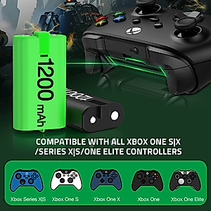 Charger for Xbox One Controller Battery Pack, Xbox One Battery Charger Station with 4x1200mAh Rechargeable Batteries, Xbox One Accessories Xbox Battery Pack for Xbox Series X|S/One S|X/One Elite