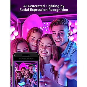 Lepro B1 AI Smart Light Bulbs - Dimmable Bluetooth LED Bulb with App Control, AI Generated Lighting LLM, AI Voice Control, Music Sync, RGBWW Color Changing Lights Bulb for Home, Party, 4 Packs