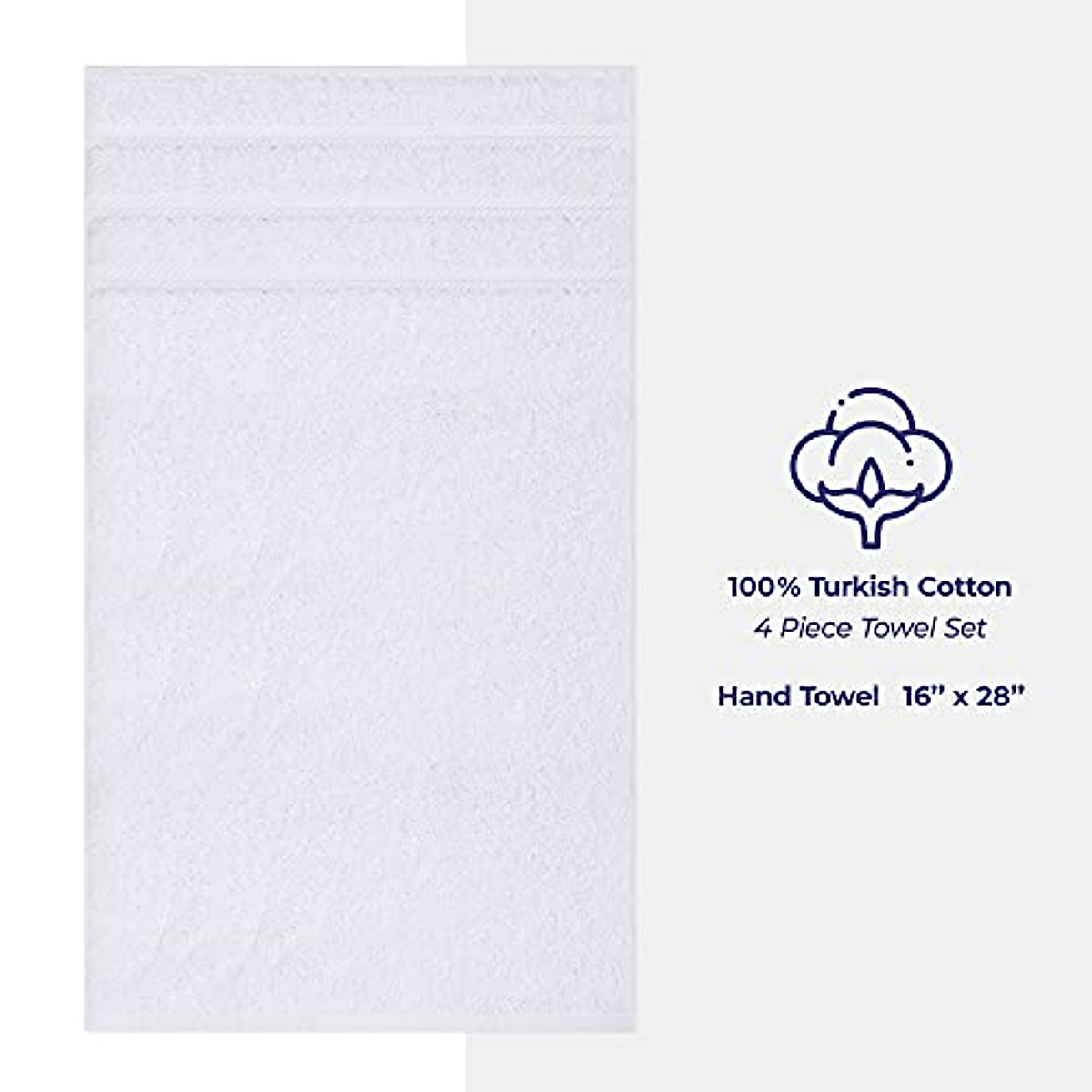 American Soft Linen Luxury Hand Towels, Hand Towel Set of 4, 100% Turkish Cotton Hand Towels for Bathroom, Hand Face Towels for Kitchen, White Hand Towel