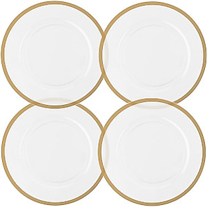 Elegant Gold Rimmed Plastic Charger Plates - 13" (Pack of 4) - Elegant & Durable for Entertaining, Dining, and Decor