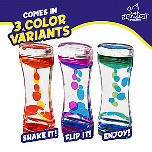 Narwhal Novelties Liquid Motion Bubbler for Kids and Adults - Hourglass Liquid Bubbler/Timer for Sensory Play Toys, Fidget Toy and Stress Management (3 Pack)