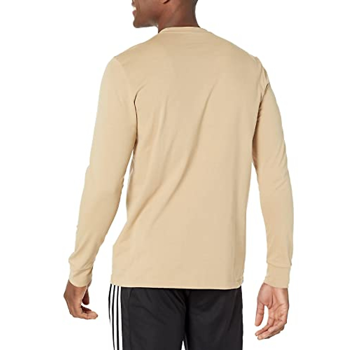 adidas Men's Embroidery Graphic Long Sleeve Tee, Beige Tone, Small
