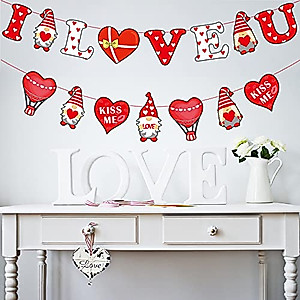 I Love You Gnomes Banner, Valentine's Day Decorations Banners Wedding Anniversary Engagement Banners Garland Photo Props Banner for Party Home Decorations