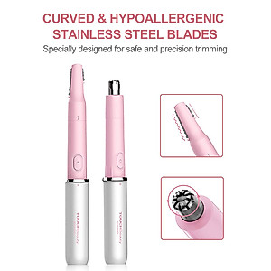 TOUCHBeauty Hair Trimmer for Face Eyebrow Nose Ear Body Hair Trimming, All in ONE Hair Remover for Women & Men Dual Blades Shaver Battery Powered TB-1458