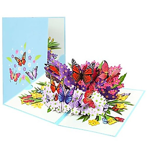 YUXIANLB Butterfly Pop Up Cards, Paper 3D Butterflies Flower Bouquet Popup Birthday Cards for Wife, Mother and Girlfriend Gift, Thank You Valentines Day Get Well Soon Anniversary Card for Women
