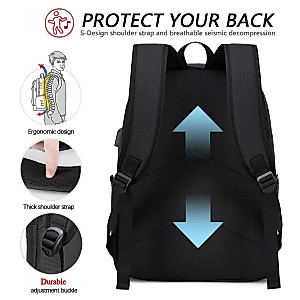 KYALOU Laptop Backpack, Lightweight Bookbag Casual Daypack for Men and Women, College with USB Charging Port - Black