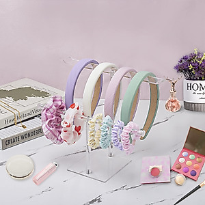 Acrylic Headband Organizer Scrunchie Holder, 2-Tier Clear Hair Tie Storage Headband Holder Display Stand, Hair Accessories Organizer for Baby Girls and Women