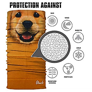 Obacle Seamless Face Mask Bandana Half Dog Face Mask Dust Wind Sun Protection Durable Thin Neck Gaiter 3D Tube Face Cover Mask for Men Women Motorcycle Riding (Dog Cute Open Mouth Yellow)