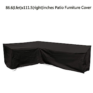 FLR Patio Furniture Cover 87(Left) x112(Right) inches L-Shaped Sectional Sofa Cover Waterproof Dustproof Furniture Protection Corner Sofa Cover for Outdoor Indoor Veranda