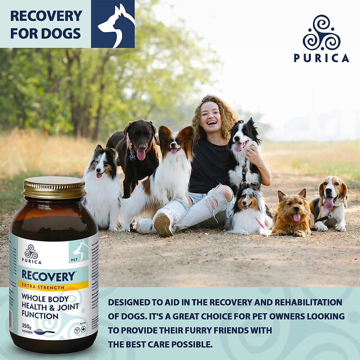 PURICA Recovery SA Powder 350g - Advanced Support for Joints, Comfort & Mobility in Dogs & Cats - Natural & Safe Supplement