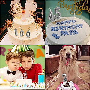 1st Birthday Candle First Year Silvery Happy Birthday Number One Candles for Cake Topper Decoration for Party Kids Adults Numeral 1 10 100 11 21 16 14 12 18 13 11 91