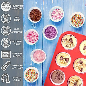 Anaeat Silicone Muffin Pan - 6 Cups Non-Stick Cupcake Molds, Food Grade Silicone Baking Tray for Making Egg Muffin, Cupcake, Quiches, Tart and Desserts, Reusable Muffin Tin Just Pop Out (2 Pack)