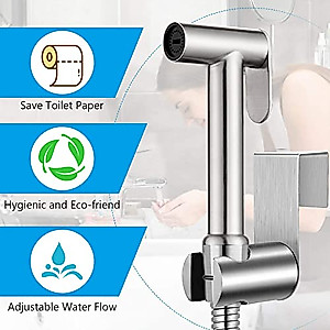 Luxury Bidet Sprayer for Toilet-Handheld Sprayer Attachment with Brass Leak Free T-Valve&Adjustable Jet Spray, Perfect for Feminine Hygiene