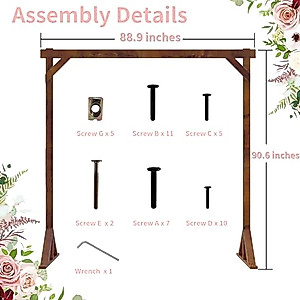 Clumpossom 7.5FT Wedding Arch, Wedding Arbor Backdrop Stand for Outdoor Indoor, Arch for Wedding, Square Wood Arch Wedding Arbor for Ceremony
