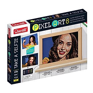 Quercetti Pixel Art 8 Take a Selfie Mosaic Kit - Turn Any Photo into Mosaic Art with 9600 Pegs in 6 Colors and 8 Pegboards, with Frame for Hanging and Display, Ages 9 Years and Up