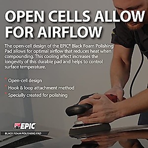 Malco Epic Black Foam Finishing Polish Pad 6.5 inch – Orbital Polishing Pad/Use with Malco Epic Finishing Polish (109232) / Swirl-Free and Dust-Free Finish / (840003)