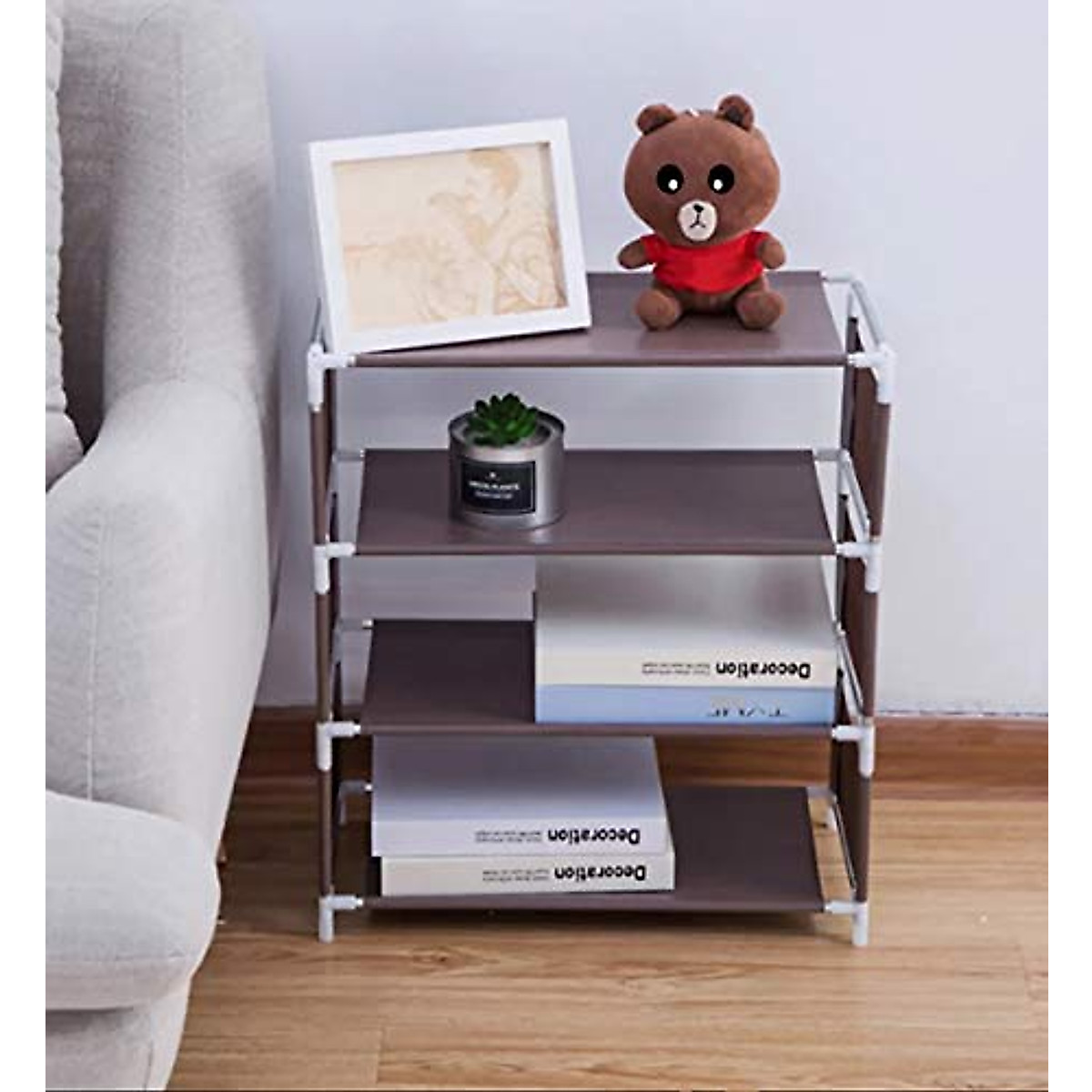 DOUBLE A IRON Shoe Storage Organizer Rack, 4-Tier Stackable Free Standing Shoe Shelf ( Include Safety Work Gloves ) - Brown