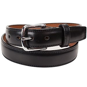 Handmade Italian Leather Dress Belt (Size 36, Black)