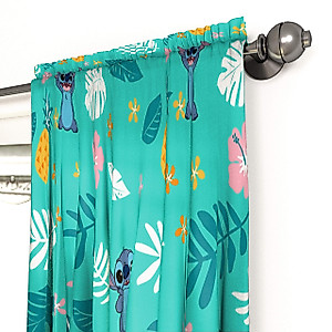 Jay Franco Disney Lilo & Stitch Aloha Stitch 63" Inch Drapes - Beautiful Room Décor & Easy Set Up, Bedding - Curtains Include 2 Tiebacks, 4 Piece Set (Official Disney Product)