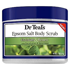 Dr Teal's Eucalyptus & Spearmint Body Scrub Gift Set (2 Pack, 16oz Ea) - Exfoliate & Renew Formula - Essential Oils Blended with Pure Epsom Salt Eases Aches & Pains, Nourishes & Hydrates Skin