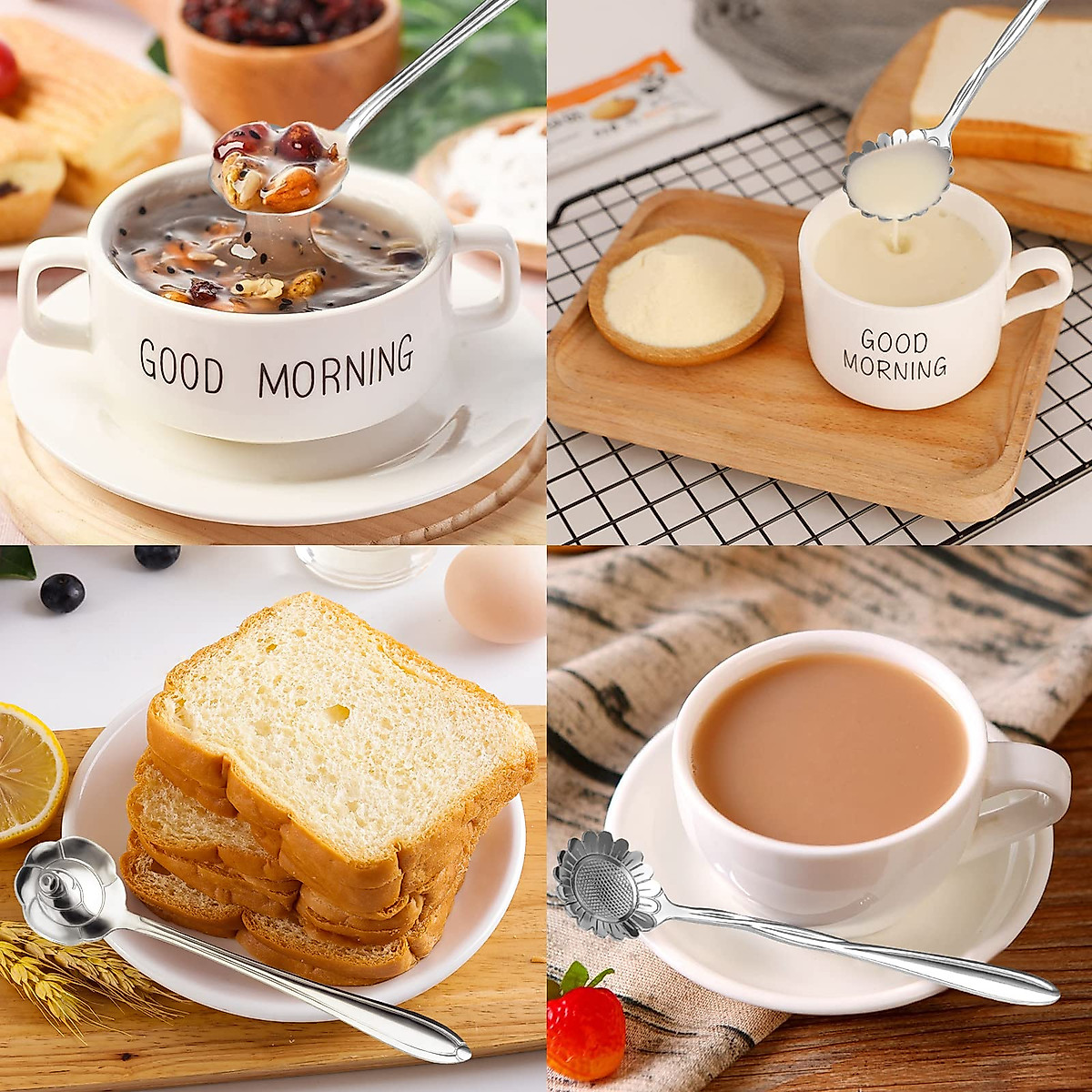 Milk Frothing Pitcher, Espresso Steaming Pitcher 12oz, Espresso Machine Accessories, Stainless Steel Milk Coffee Cappuccino Barista Steam Pitchers Milk Jug Cup with Spoons