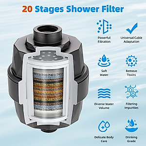 Hibbent All Metal Shower Head with Shower Filter, 10'' High Pressure Rain Shower Head, Showerhead Combo/Handheld Shower Wand, 12'' Adjustable Curved Shower Extension Arm, 71'' Hose, Oil-Rubbed Bronze