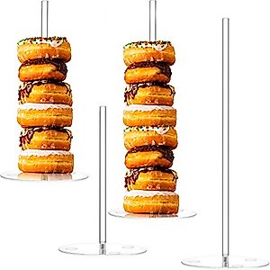 Wedding Christmas Birthday Party Acrylic Donut Stands Clear Bagels 5 Inch Round Stand Holder Doughnut Dessert Stand Table