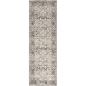 SUPERIOR Ornate Giovanna Runner Rug, 2' 7" x 8', Light Grey