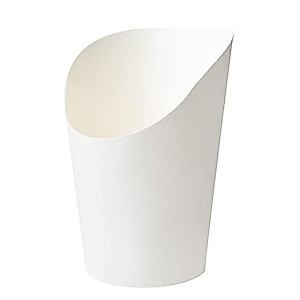 Restaurantware Bio Tek 12 Ounce French Fry Containers, 100 Disposable Charcuterie Cups - Incline Design, Round, White Paper French Fry Cups, Stackable, For Waffles, Chips, or Popcorn