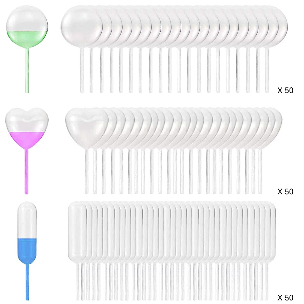 150PCS 4ml Squeeze Transfer Cupcakes Pipettes, SourceTon Silicone Letter Mold and Number Chocolate Molds with Plastic Squeeze Dropper (Rectangular,Heart,Round Shape)