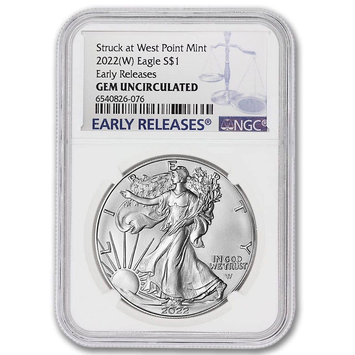 2022 (W) 1 oz American Silver Eagle Gem Uncirculated (Early Releases - Struck at West Point Mint) $1 GEMUNC NGC