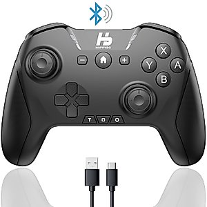 HAPPYDO Wireless Game Controller for Nintendo Switch/Switch Lite/PC/Phone/Ipad, Rechargeable Remote Bluetooth Gamepad with Joystick with Ergonomic Non-Slip, Adjustable Turbo and Vibration