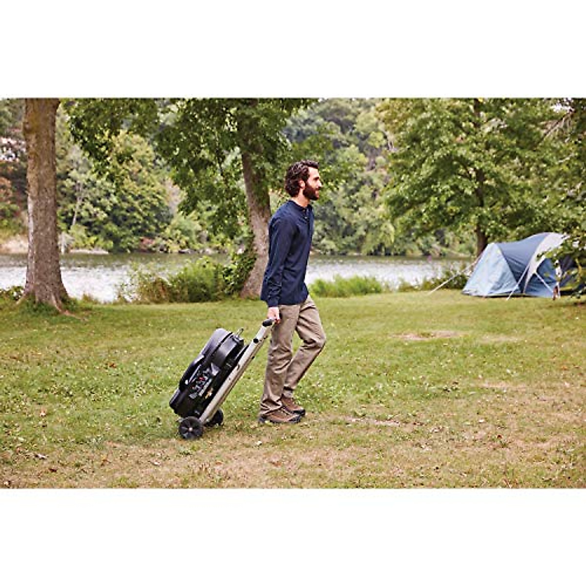 Coleman RoadTrip 285 Portable Stand-Up Propane Grill with 3 Adjustable Burners & Instastart Ignition, 20,000 BTUs of Power for Outdoor Cooking