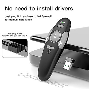 QUI Presentation Clicker Pointer,2.4GHz Wireless Presenter Remote Presenter Clicker for PPT, PowerPoint Presentation Pointer