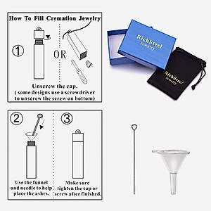 Richsteel Black Hourglass Cremation Jewelry for Ashes Grandma Husband Dog Urn Pendant Necklace with Spiga Chain 22''