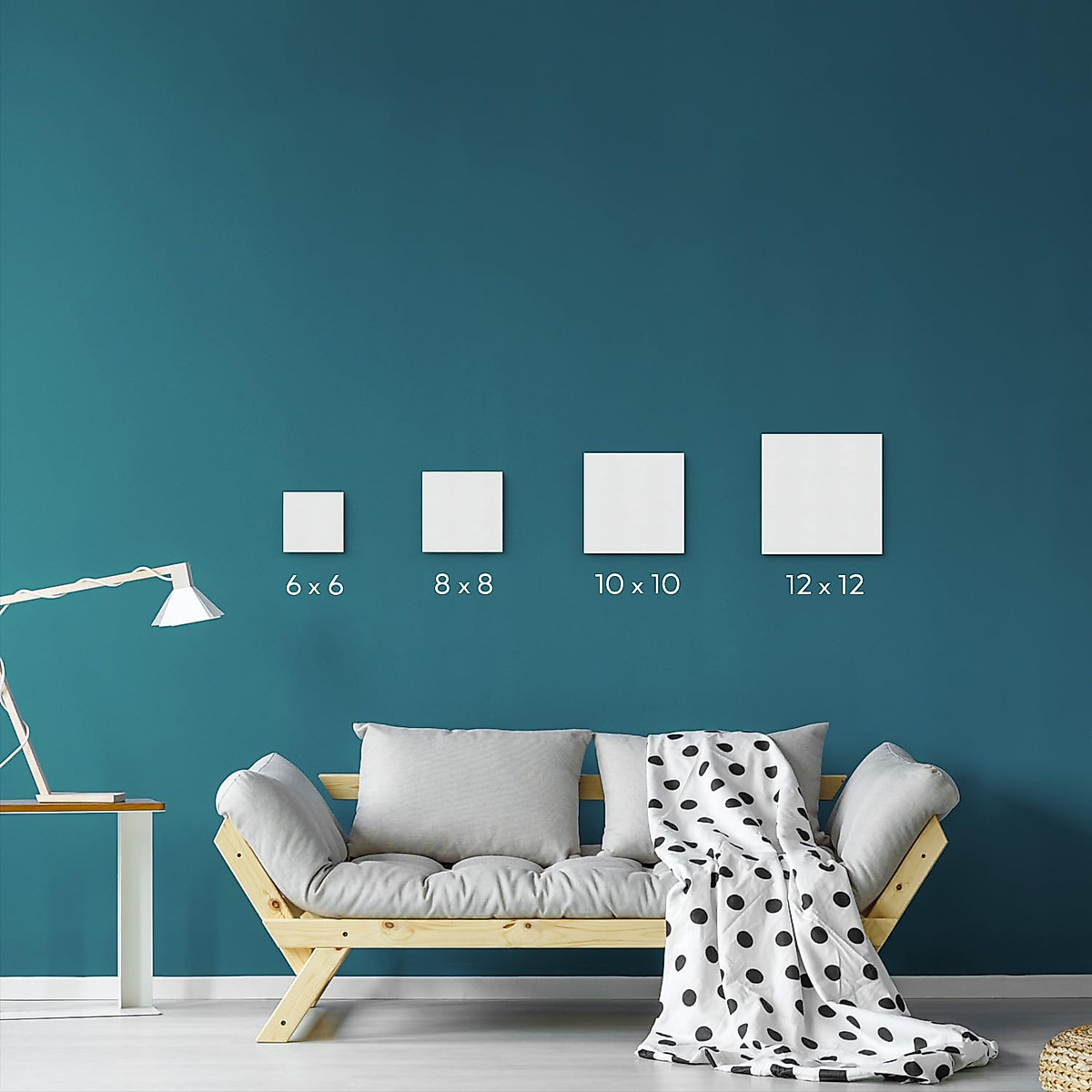 ARTEZA Canvas Boards for Painting, 12 x 12 Inches, Pack of 14, Blank White Square Canvas Panels for Acrylic, Oil and Gouache Painting