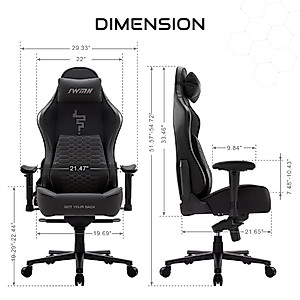 IWMH Gaming Chair Office Chair with Ergonomic Lumbar Support, High Back Executive Computer Chair, Swivel Rolling Desk Chair for Adults Teens with Headrest, 450LBS, Black