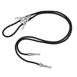 AZORA Western Cowboy Bolo Tie Men Leather Necktie Rope Cord Pendant Necklace Braided Jewelry for Men