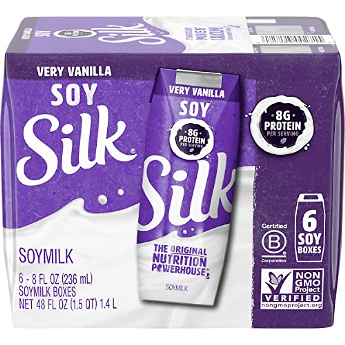 Silk Shelf-Stable Soy Milk Singles, Very Vanilla, Dairy-Free, Vegan, Non-GMO Project Verified, 8 oz., 6 Pack