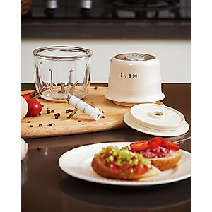 Garlic Chopper, IMC-3001E Electric Mini Chopper With 300 ml Glass Bowl & Triple-layer Blade, Portable Veggie Chopper With Type-C Charging Cable to Cutting Onions, Peppers, for Home, Camping, Travel