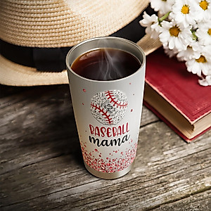 20oz Baseball Mama Tumbler, Basebal Mom Gifts for Mother, Grandma, Coffee Thermos for Women, Stainless Steel Double Wall Vacuum Insulated Coffee Mug, Travel Cup with Lid
