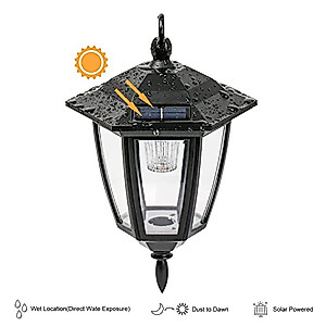 Vioview Hanging Solar Lights, 35 Inch Hanging Solar Lantern with 2 Shepherd Hooks Waterproof Dual Use Outdoor Decor Solar Lights Lantern for Garden, Patio, Front Porch, Yard, Flower Bed, 2Pack
