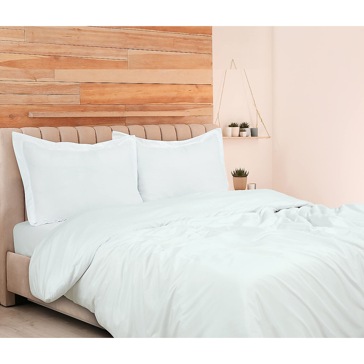 ROYALE White Duvet Cover Queen Size - Washed Duvet Cover Set, 3 Piece Double Brushed Duvet Covers with Button Closure & Corner Ties - 1 Duvet Cover 90x90 inches and 2 Pillow Shams - Comforter Cover