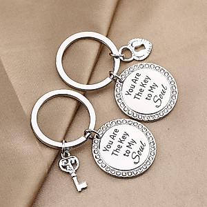You Are The Key to My Soul Necklace Keychain Couple Jewelry for Boyfriend Girlfriend Valentine’s Day Keychain BFF Gifts (Soul KS)