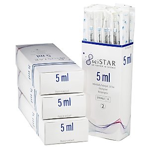 SciStar 5mL Polystyrene Serological Pipettes, Individually Wrapped, Sterile, Standard Length, Laboratory Grade (Case of 200)