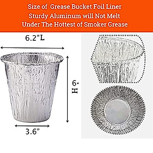 DONSIQIZZ 12 Pack Grease Bucket Liners Compatible with Pit Boss Grills 67292, Rec Tec Large Bucket, Z Grill Bucket, 6.2”x 6.0” Disposable Foil