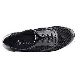 Very Fine Dancesport Shoes - Comfortable Ladies Latin, Salsa Ballroom Practice Dance Shoes - CD1108 Black Leather 2-inch Heel & Shoe Bag (Size 10)