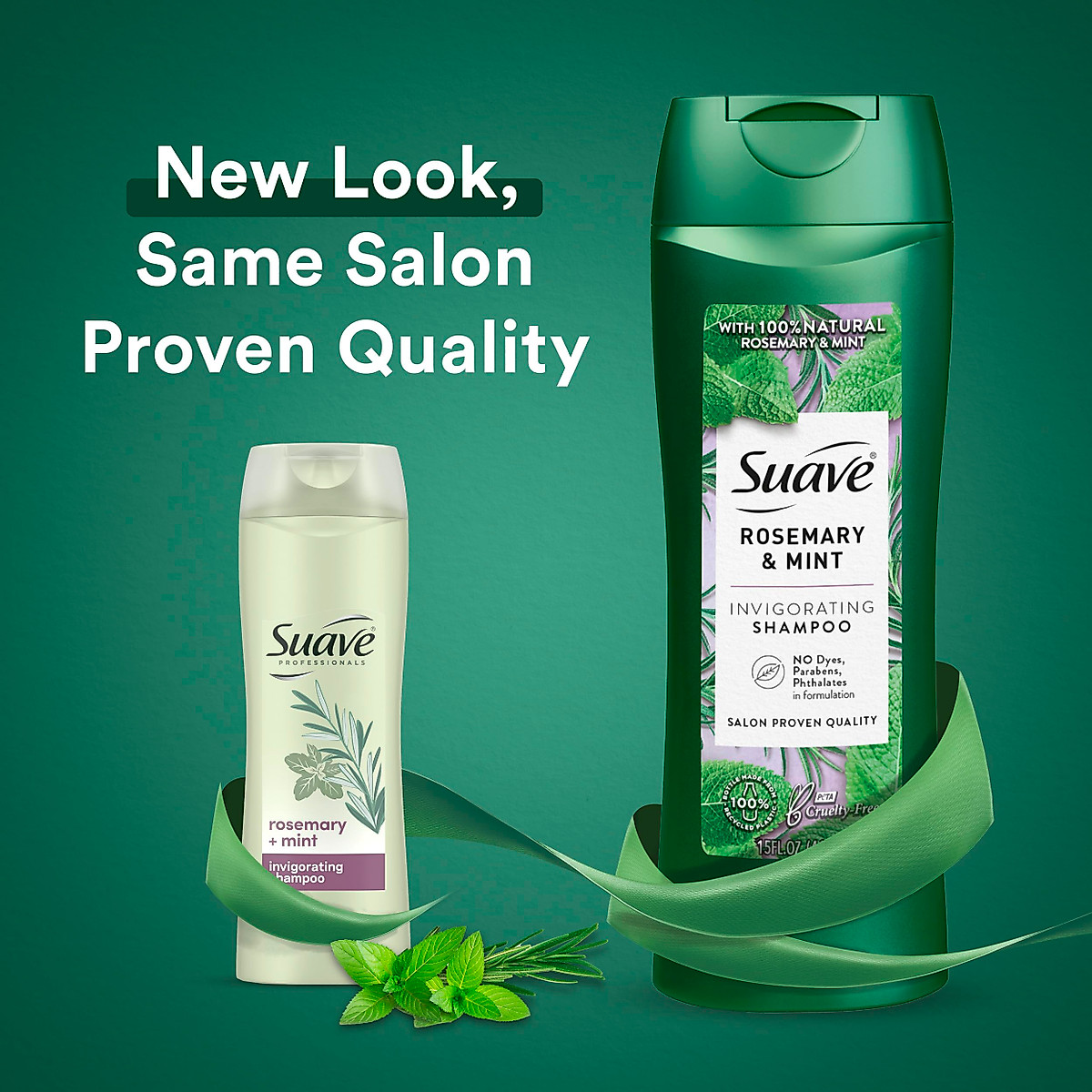 Suave Shampoo and Conditioner, Rosemary & Mint – Invigorating Formula with 100% Natural Essential Oils, 12.6 Oz Ea