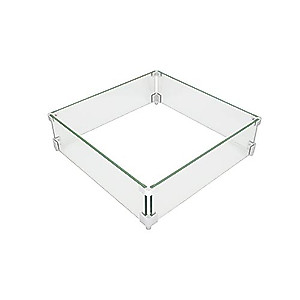 FixtureDisplays® Fire Pit Wind Guard 20 x 20 Inch Fire Pit Wind Guard Square 8 mm Thickness Fire Pit Glass Wind Guard 997G-NPF